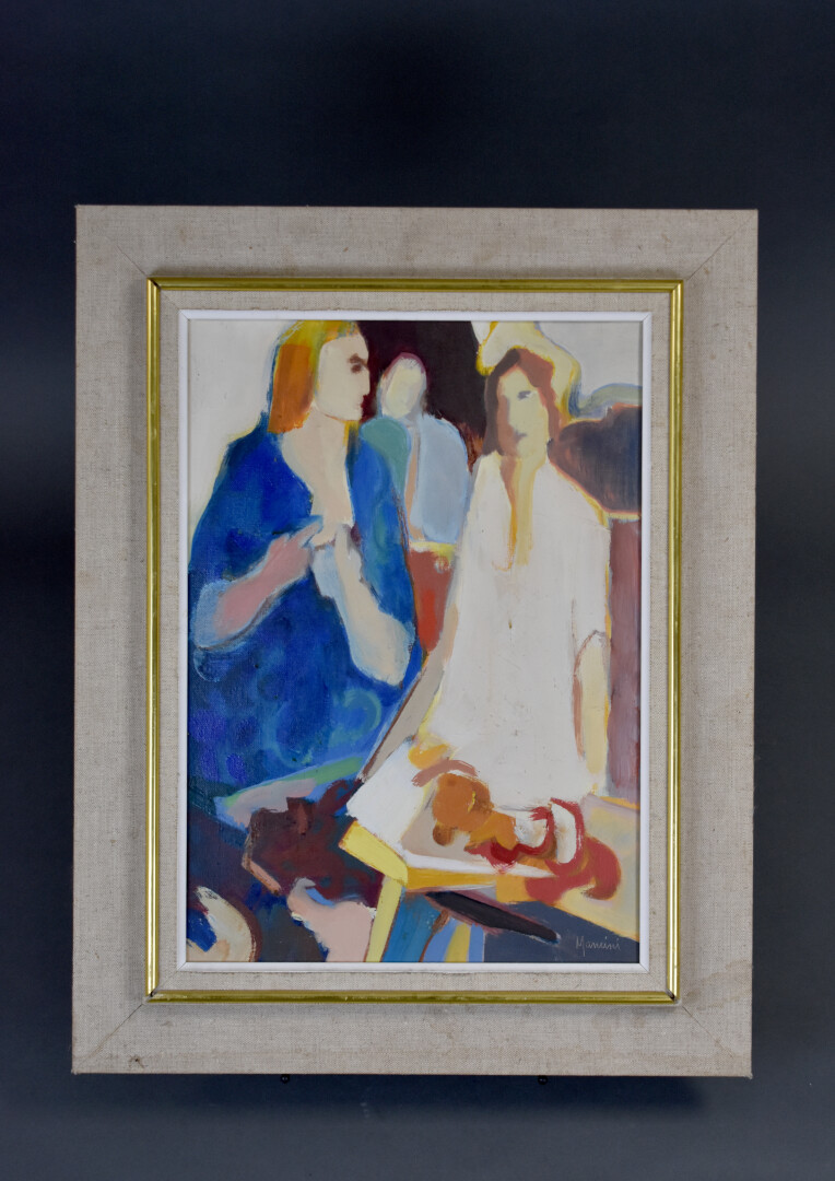 Claude MANCINI (Né en 1937). Personnages. Huile sur toile signée en bas ...
