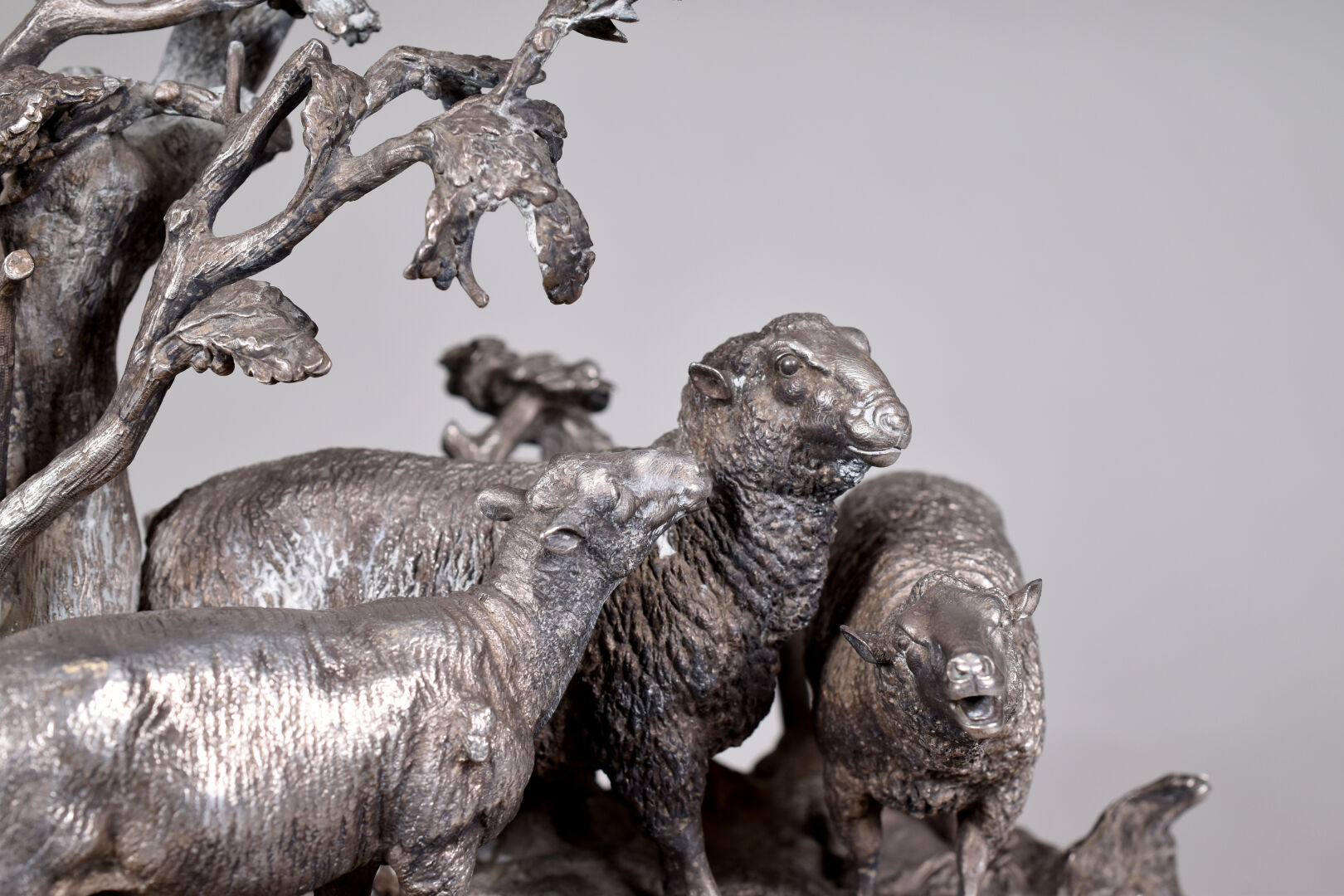 Émile FROMENT-MEURICE (1837 - 1913). Groupe en bronze argenté ciselé ...