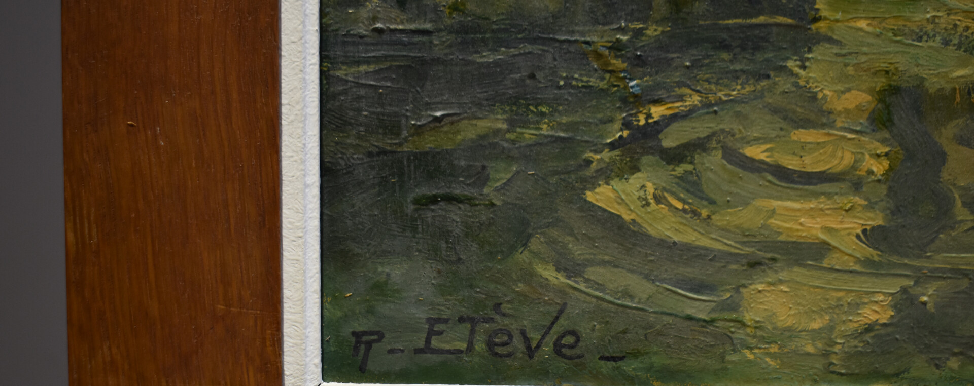 Félix Raoul ETEVE (1902-1967). Église près d'un cours d'eau. Huile sur ...
