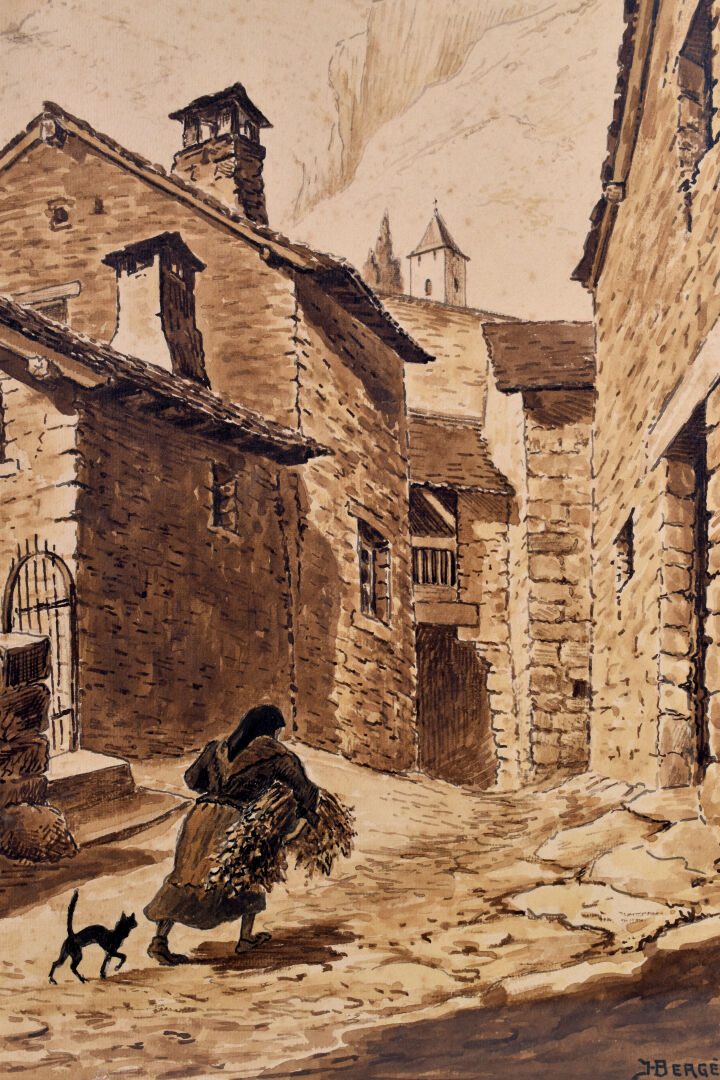 J. BEREGERE (XXe siècle). Paysage au ruisseau, et "Canillo Andorre ...