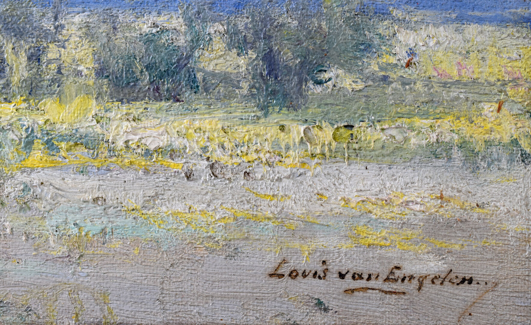 Louis VAN ENGELEN (1856- 1940). Paysage aux arbres. Huile sur toile ...